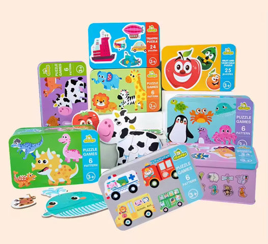Puzzles Éducatifs Montessori – Boîtes en métal avec Puzzles Animaux, V ...
