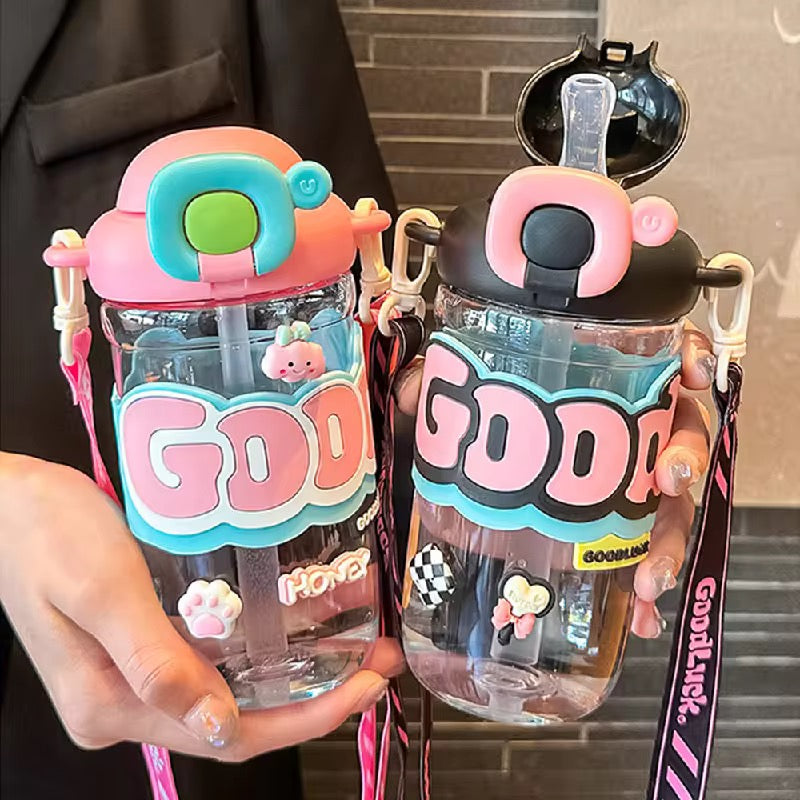 Gourde Kawaii 650 ml avec Paille & Sangle – Anti-Fuite | 4 Couleurs ...